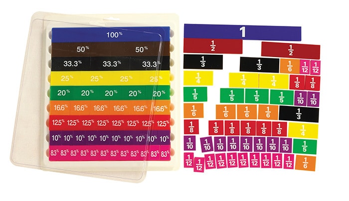 Learning Can Be Fun - Fraction Tiles 51pc + Tray Various Fractions ...